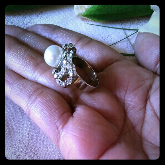 Jewelry | Vintage Faux Pearl Rhinestone Ring | Poshmark